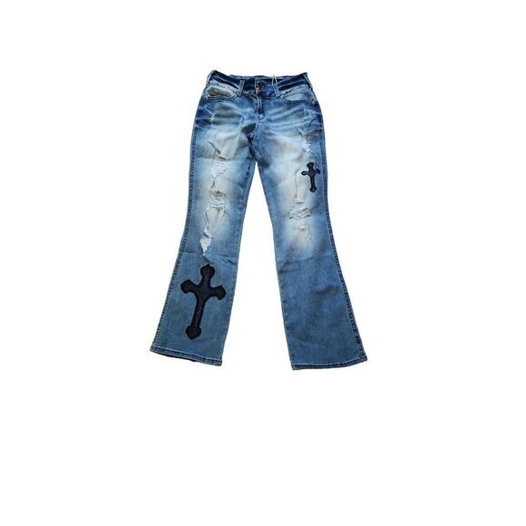 Flamingo | Jeans | New Flamingo Cross Embroideryripped Low Rise Bootcut ...